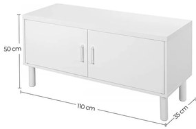 VASAGLE Botník nízký uzavíratelný bílý 110 x 35 cm