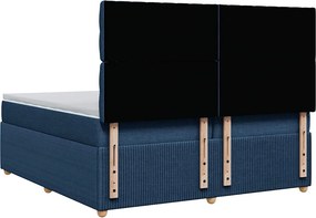 Box spring postel s matrací modrá 200x200 cm textil 3292176