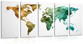 5-dílný obraz barevná polygonální mapa světa Varianta: 200x100