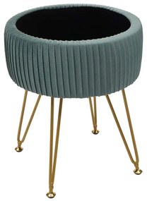 Taburetka s úložným prostorem K47 - samet, v45 x Ø33 cm - Zelená / zlatá