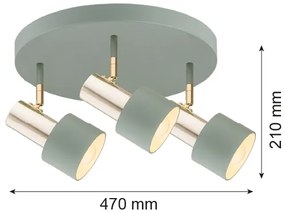 Argon 6007 - Bodové svítidlo DORIA 3xE27/15W/230V zelená/mosaz