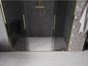 Mexen Velar Duo, posuvné sprchové dveře do otvoru 180 cm, 8mm šedé sklo, zlatá lesklá, 871-180-000-42-50