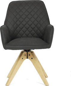 Židle jídelní s područkami, nohy z jasanu, otočná P90°+ L 90° s vratným mechanismem, černá látka (59 x 66) cm Matný