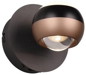 LED nástěnné svítidlo ø 10 cm v černo-měděné barvě Orbit – Trio Select