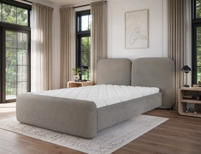 Postel Ollival 180x200 s kovovým roštem a úložným prostorem, béžový plyš