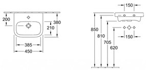 Villeroy & Boch ARCHITECTURA - Umyvátko, 450x380x145 mm, s přepadem, bílá alpin 43734501