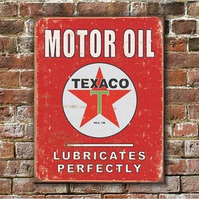 Plechová cedule Texaco - Lubricates Perfectly 32 cm x 40 cm