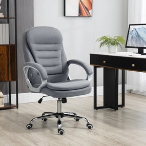 HOMCOM Kancelářská židle Vinsetto ergonomická s nastavitelnými područkami, výškově nastavitelná, houpací funkce, černá, len, 64x75x111-121 cm | Aosom…