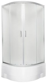 Novoterm Čtvrtkruhový sprchový kout NV-Malibu GL 80x80 chrom/textura + vysoká vanička