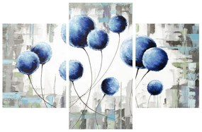 Abstraktní obraz - modré balónky (90x60 cm)