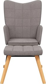 Houpací křeslo se stoličkou taupe textil 328027