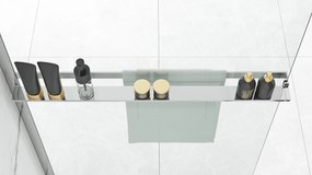 Bezrámová sprchová zástěna REA AERO N 110 cm + police a věšák EVO, chrom/transparent - bez vaničky