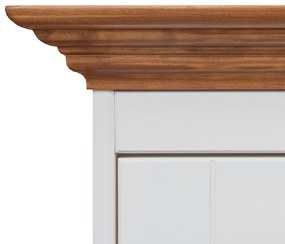 Massive home | Bílá šatní skříň Belluno Elegante z masivu s dubovou deskou