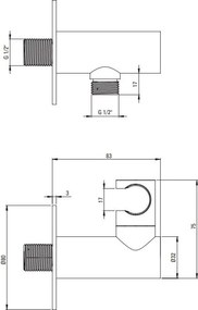 Deante Silia, úhlové zakončení, polohovatelný držák na ruční sprchu, bronzová, DEA-NQS_C57K