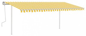 Ručně zatahovací markýza se sloupky 450x300 cm Dekorhome Bílá / žlutá