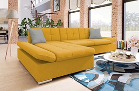 Moderní rohová sedačka Malaga, žlutá Uttario Velvet, levá