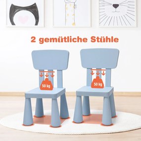 Costway 3 PCS. Kindersitzgruppe Kindertisch mit 2 Stühlen Kindermöbel aus