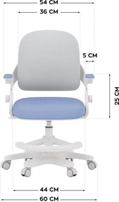 Dětská rostoucí židle MAXI - látka, síťovina, modro-šedá