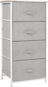 HOMCOM Komoda se 4 látkovými zásuvkami, úložný kabinet multifunkční pro ložnici, obývací pokoj a chodbu 45x30x92 cm šedá | Aosom
