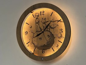 Li-Go "Malý princ" světelné hodiny s powerbankou a pohybovým čidlem/dub velikost svítidla/hodin: 50 cm
