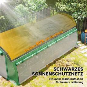 Outsunny Fóliovník 6×3×2 m, tunelový skleník se stínící sítí, rolovací stěny, ocelová konstrukce, zelený