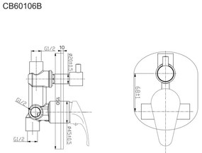 Mereo Sonáta sprchová podomítková baterie s přepínačem Mbox oválný kryt mosaz chrom CB60106B