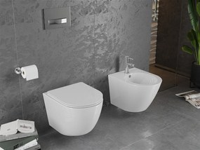 Mexen LENA Rimless, závěsná WC mísa se sedátkem pomalu-padajícím SLIM, 48 x 36 cm, bílá, 30220400