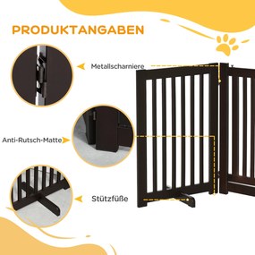 Bezpečnostní zábrana do dveří PawHut, volně stojící pro psy, nastavitelná a skládací, tmavě hnědé dřevo, bezpečná ochrana pro váš domov | Aosom.de