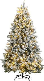 vidaXL Umělý sklápěcí vánoční stromek s 300 LED a koulemi 180 cm [3210146] Barva: růžová zlatá
