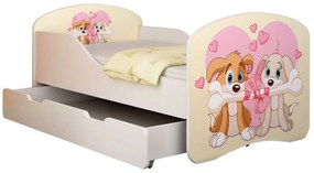 Dětská postel - Zamilovaní pejsci + jméno 180x80 cm + šuplík