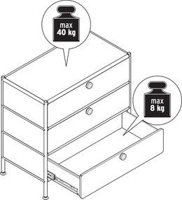 Tchibo - Kovová komoda »Cn3« se 3 zásuvkami - barva: šedá