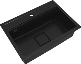 Gamma Quadro 7050, 1-komorový granitový dřez 700x500x220 mm, černá, GMA-ZLE000237