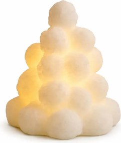 LED svíčka z pravého vosku na baterie sněhové koule, bílá, výška 13 cm, Ø 11,8 cm, 2× AA