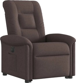 Elektrické zvedací polohovací křeslo tmavě hnědé textil 3303279