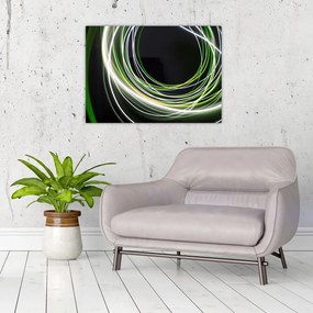 Skleněný obraz zelených čar (70x50 cm)