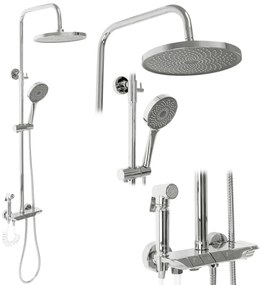 Sprchový set Rea Max - vanová baterie, dešťová, ruční a bidetová sprcha chrom