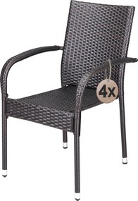 Umělý ratan Stohovatelná židle Comfort sada 4 ks hnědá