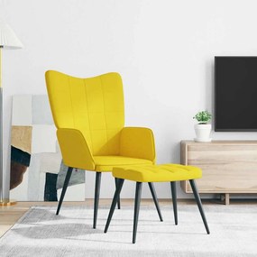 Relaxační židle se stoličkou hořčicová textil 327959