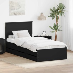 Rám postele se zásuvkou Černá 90 x 190 cm Inženýrské dřevo 3408020