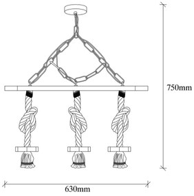 Lustr na řetězu EREBOS 3xE27/40W/230V hnědá