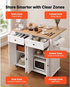 Kuchyňský ostrůvek s úložným prostorem, Se 2 zásuvkami VEVOR – 900 × 395 × 15 mm