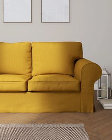 Potah na pohovku IKEA  Ektorp 3-místná, nerozkládací barva žlutá látka pletený vzor