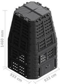 vidaXL Marketos Zahradní kompostér černý 93,3 x 93,3 x 146 cm 1000 l