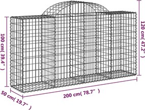 Klenuté gabionové koše 40ks 200x50x100/120cm pozinkované železo 3146338