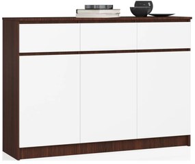 Komoda Karolína 140 cm 3 skříňky a 3 šuplíky wenge/bílá