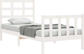 vidaXL Rám postele s čelem 100 x 200 cm masivní dřevo [3192094] Barva: Bílá