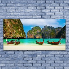 akrylový obraz Pláž Moře Hory Krajina 120x60 cm