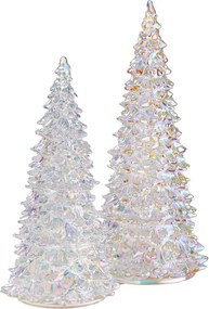 CRYSTAL LED Jedle skleněná 22 cm - stříbrná