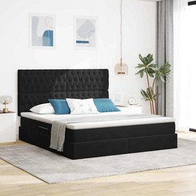 Postel s úložným prostorem a matrací Černá 160 x 200 cm samet 3372101