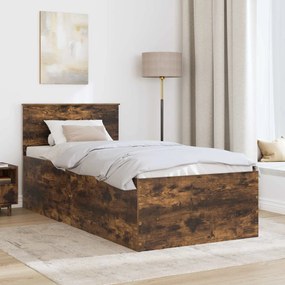 Rám postele s čelo Kouřový dub 75 x 190 cm Kompozitní dřevo 3408631